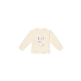 leevje Sweatshirt 'peace, love & joy' mit Rüschensaum in light beige | Gr.: 86/92