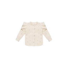leevje Flanellbluse mit Herzchen-Stickerei und R&uuml;schen in light beige | Gr.: 122/128