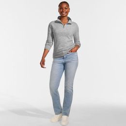 LANDS' END Kaschmir-Pullover mit Rei&szlig;verschluss, Damen,  Grau, by Lands' End