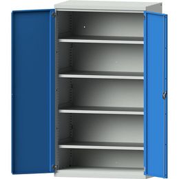 eurokraft pro Schwerlastschrank aus Stahl, 4 durchgehende Fachb&ouml;den, lichtgrau/lichtblau