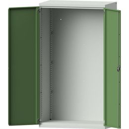 eurokraft pro Schwerlastschrank aus Stahl, Leerschrank - individuell best&uuml;cken, lichtgrau/resedagr&uuml;n