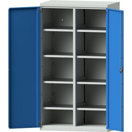 eurokraft pro Schwerlastschrank aus Stahl, 8 Fachb&ouml;den, lichtgrau/lichtblau