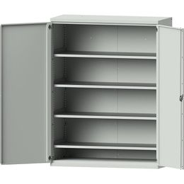 eurokraft pro Schwerlastschrank JUMBO aus Stahlblech, 4 durchgehende Fachb&ouml;den, lichtgrau/lichtgrau