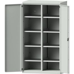 eurokraft pro Schwerlastschrank aus Stahl, 8 Fachb&ouml;den, lichtgrau/lichtgrau