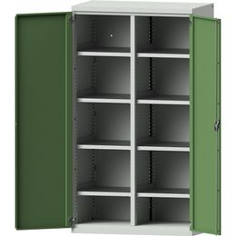 eurokraft pro Schwerlastschrank aus Stahl, 8 Fachb&ouml;den, lichtgrau/resedagr&uuml;n