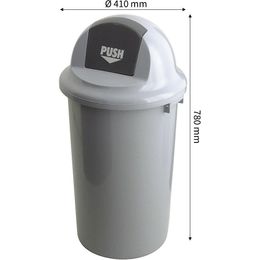 Abfallsammler mit Pushdeckel, grau, Volumen 47 l kaiserkraft
