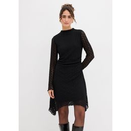 bonprix Spitzenkleid mit Zipfelsaum, schwarz, mit Baumwolle