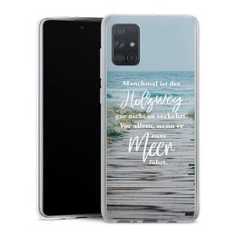 DeinDesign Galaxy A71 Handy Silikon H&uuml;lle Case transparent Handyh&uuml;lle Statement Beach Spruch Silikon Case