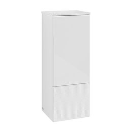 Villeroy & Boch Villeroy und Boch Antao Mittelschrank L43100GF mit Beleuchtung, 1 T&uuml;r, 414 x 1039 x 356 mm, Front mit Struktur, Glossy White Lacquer / Glossy White Lacquer