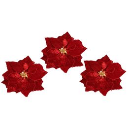Kunstblume I.GE.A., B:25cm H:6cm L:25cmrot, Polyester, Kunstpflanzen, "Samt-Poinsettia"