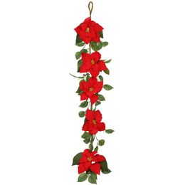 Kunstgirlande I.GE.A., B:25cm H:115cm L:10cmrot, Polyester, Kunstpflanzen, "Poinsettiaranke"