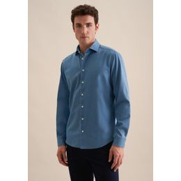 Jeanshemd Seidensticker, Herren, Gr. XL43, normale Ärmellängen, blau, 100% Baumwolle, unifarben, regular fit, 2-Knopf-Manschette, Hemden Jeanshemd, Regular 1/1 Kentkragen Denim