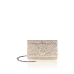 Philipp Plein Damen Clutch "Hexagon Verziert"06, beige, Taschen