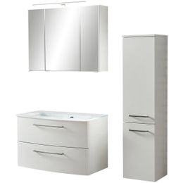 Badezimmer-Set Welltime "Windau", weiß, B:110cm H:200cm T:49cm, Kastenmöbel-Sets, bestehend aus Waschtisch-Set mit Midischrank, Breite 110 cm