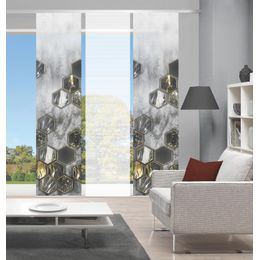 Schiebegardine Vision S "LAYON 3er SET" Gr. 1, grau (anthrazit), B:60cm H:260cm, Polyester, Gardinen, Schiebevorhang Digidruck 3er Set LAYON