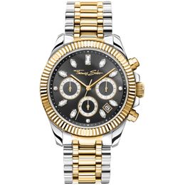 Chronograph Thomas Sabo "DIVINE CHRONO", silber (silberfarben, goldfarben), Armbanduhren, Damen, Quarzuhr, Armbanduhr, Damen, Datum, Stoppfunktion, 12/24-Std.-Anzeige
