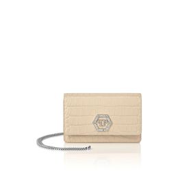 Philipp Plein Damen Clutch "Hexagon Crocco Print"06, beige, Taschen