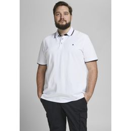 Jack & Jones PlusSize Poloshirt "JJEPAULOS POLO SS NOOS PLS", Herren, Gr. 5XL, weiß, Single Jersey, Obermaterial: 100% Baumwolle, JACK & JONES PLUSSIZE, unifarben, normal, Rundhals, Shirts