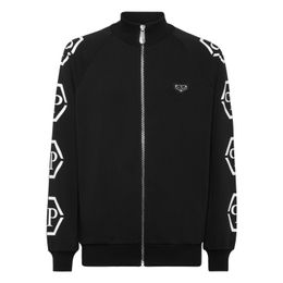 Philipp Plein Herren Yoga-Sweatjacke "Hexagon"02, schwarz, Gr. L, Obermaterial: 88% Baumwolle, 12% Polyester, Sweatjacken