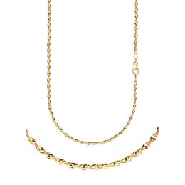Collierkettchen Firetti "Schmuck Geschenk Gold 333 oder 585 Halskette Singapurkette diamantiert" Gr. 50, gold (gelbgoldfarben), Halsketten, Damen, 50, Gelbgold 333, B: 2,4mm, Made in Germany, B:2,4mm