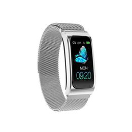 TPFNet Damen Smart Watch / Fitness Tracker IP68 - Milanaise Armband - Android & IOS - Schwarz