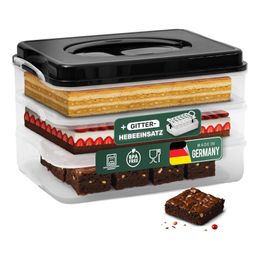 Novaliv Kuchen-Transportbox mit drei Etagen und Deckel und Einlage (Rechteckig 40 x 30 cm) Aufbewahrungsbox mit Sicherheitsverschluss Party-Box Container Tortentransportbox Tortenbeh&auml;lter