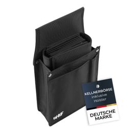 HMF Kellner Geldb&ouml;rse mit Kellnertasche, Kellnerportemonnaie Set, 14 x 26 x 5,5 cm, Schwarz