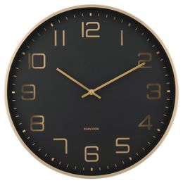 Karlsson Wanduhr Elegance Glow, Schwarz, Gold, Metall, 40x40x4.2 cm, Dekoration, Uhren, Wanduhren