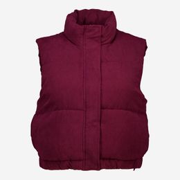 Dunkelviolette gepolsterte Weste mit Sherpa-Futter