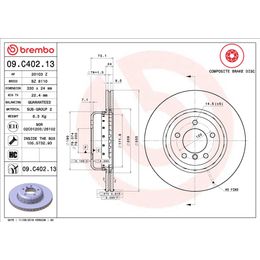 Brembo Bremsscheibe TWO-PIECE DISCS LINE 09.C402.13 vorne rechts links innenbel&uuml;ftet 330mm f&uuml;r BMW 34116794427 34116782601