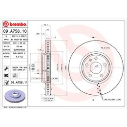 Brembo Bremsensatz-Vorn und hinten Bremsensatz, Scheibenbremse vorne rechts links innenbel&uuml;ftet 320mm f&uuml;r SKODA VW SEAT (FAW) (SVW) AUDI 8K0698151K L8