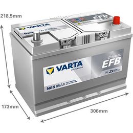 Varta Starterbatterie DYNAMIC EFB 12 V, 85 Ah, 800 A 12V 85Ah 800A für MITSUBISHI MAZDA GREAT WALL SH0218520B9D 3703400XKZ16A 8201A173 585501080K262