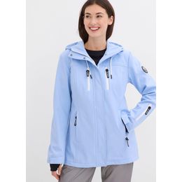 bonprix wasserabweisende Softshelljacke, blau, Gr.42, praktische &Uuml;bergangsjacke aus wasserdichtem Material, ohne versiegelte N&auml;hte, mit Rei&szlig;verschlusstaschen, bequem geschnitten, aus Softshell