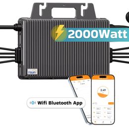 TSUN Mikro-Wechselrichter 2000W TSOL-MS2000 f&uuml;r Balkonkraftwerk, IP67 wetterfest, 4 MPPT, Bluetooth & WIFI, Micro Inverter