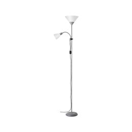 Brilliant Lampe Spari Deckenfluter Lesearm silber/wei&szlig; 1x A60, E27, 60W, geeignet f&uuml;r Normallampen (nicht enthalten) Mit Schnurzwischenschalter