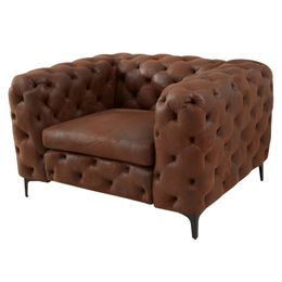Riess Ambiente riess-ambiente Design Chesterfield Sessel MODERN BAROCK 120cm antik braun Microfaser mit Federkern