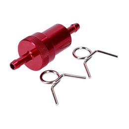 Benzinfilter Aluminium rot 7mm Anschluss, 77mm L&auml;nge