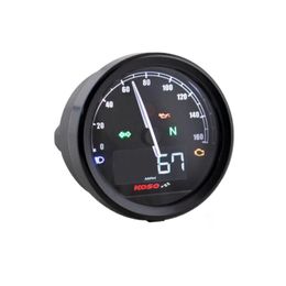 Tachometer Set KOSO D=60mm TNT-05 max 160km/h mit Temperaturanzeige und Kontrollleuchten f&uuml;r Blinker, Neutral, &Ouml;ldruck, Kraftstoff