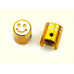 Ventilkappen Satz Aluminium gold eloxiert Kolbenform mit Smiley