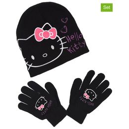 Hello Kitty 2tlg. Winteraccessoires-Set "Hello Kitty" in Schwarz - 23% | Größe 52 cm | Kindermuetzen