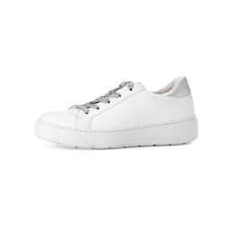 Gabor Leder-Sneakers in Wei&szlig;/ Silber - 57% | Gr&ouml;&szlig;e 40 | Damen-sneakers