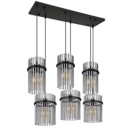 Globo LIGHTING Pendelleuchte "GORLEY", 6, H: 125cm, 1 Stk., schwarz, Esszimmer, Leuchten, Design Glasstäbe, Deckenlampe, Wohnzimmer, Esszimmer,