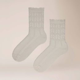 Kunert Damen Socken "Socke Romantic Ajour", Gr. 39, wei&szlig;, Obermaterial: 65% Baumwolle CO. 35% Polyamid PA., Socken