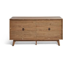 Sideboard Jahnke, B:148cm H:76cm T:39,8cm, braun, Holzwerkstoff, Wohnzimmer, Sideboards, "WAVE SBS 145", Retro-Stil, mit 2 Schiebetüren, ca. 148 cm