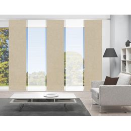 Schiebegardine Vision S, B:60cm H:260cm, beige, Polyester, Wohnzimmer, Gardinen, "PIVE 5er SET", Schiebevorhang Digidruck 5er Set PIVE