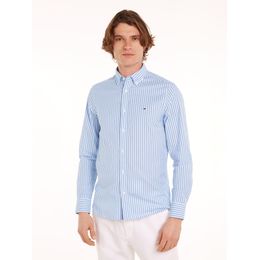 Tommy Hilfiger Herren Businesshemd "CLASSIC POPLIN STRIPE Slim Fit SHIRT", blau, Gr. XXXL, gestreift, Web, Obermaterial: 100% Baumwolle, Hemden
