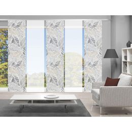 Schiebegardine Vision S, B:60cm H:260cm, grau, Polyester, Wohnzimmer, Gardinen, "LISIO 5er SET", Schiebevorhang Digidruck 5er Set LISIO