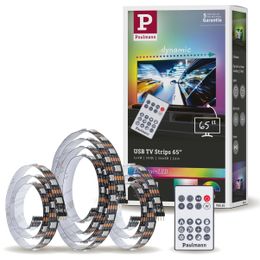 Paulmann LED-Streifen "USB LED Strip TV-Beleuchtung 65 Zoll 2,4m Dynamic Rainbow RGB 4W", Dioden 144 Stk. Flammen 1 Stk., Gesamtlänge 2,4m, schwarz,