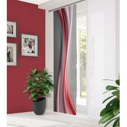 Schiebegardine HOME IN GREEN, B:60cm H:245cm, rot, Polyester, Wohnzimmer, Gardinen, "ELANIA", DIGITALBEDRUCKT, BAMBUSOPTIK RECYCELT