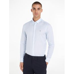 Tommy Hilfiger Herren Businesshemd "FLEX MICRO FOULARD Slim Fit SHIRT", blau, Gr. XXXL, Web, Obermaterial: 100% Baumwolle, Hemden, Mit Minimal-Print,